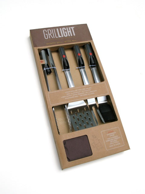 Grillight 4 In 1 Gill Tong Spatula Brush Fork Set 1300826 – BBQHangout